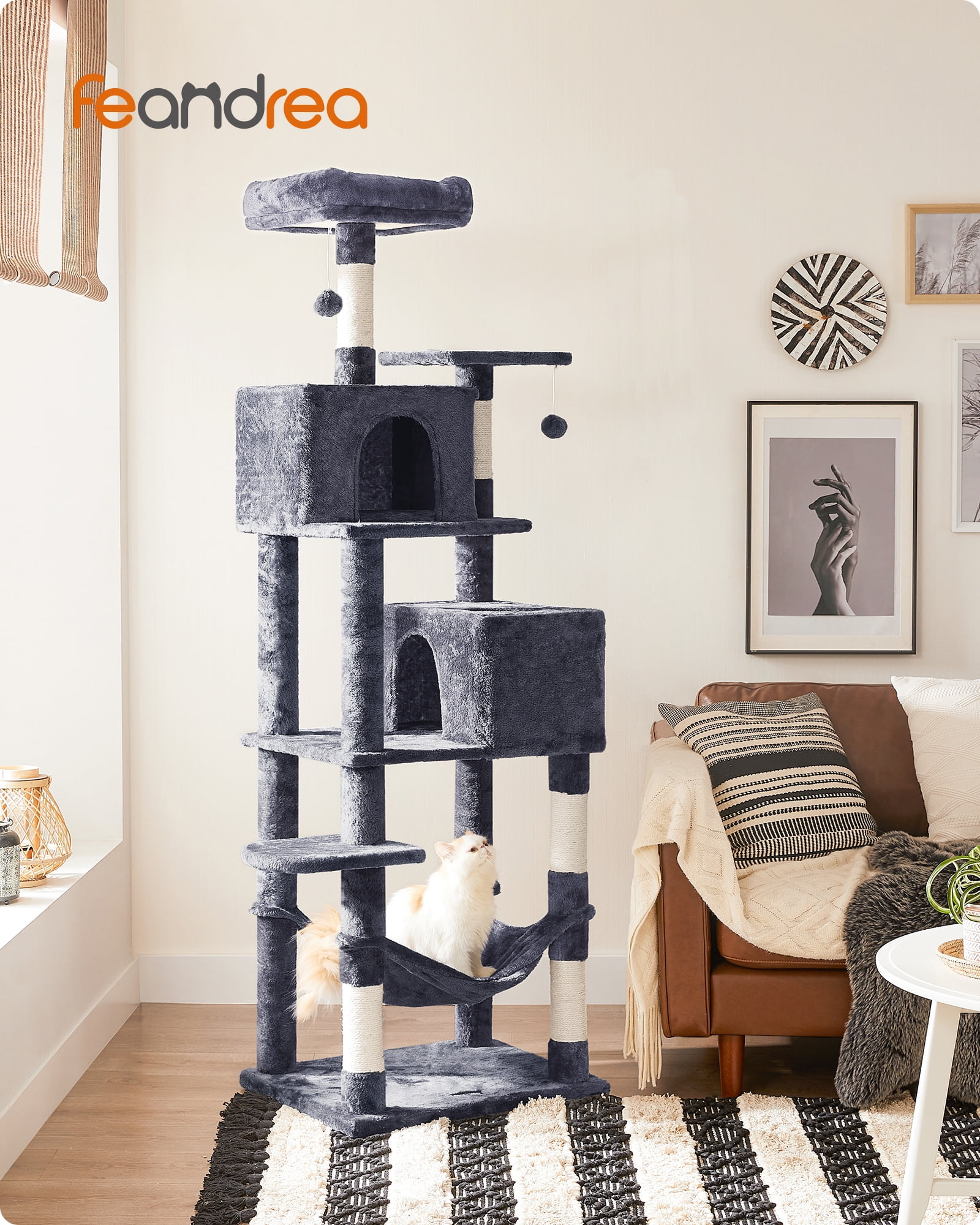 75.2-Inch Cat Tree Cat Tower for Indoor Cats,Plush Multi-Level Cat ...
