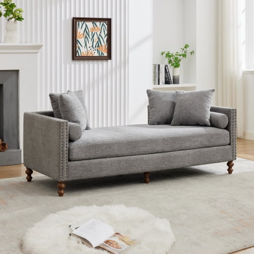 75.2 Inch Chaise Lounge Indoor with Nailheads, Sleeper Sofa Couch ...