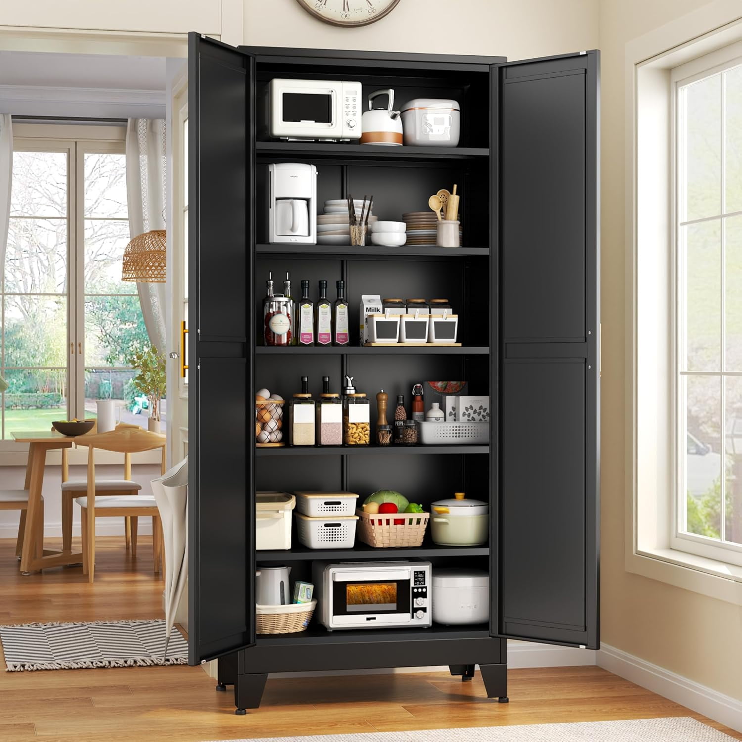 75.2" Tall Storage Cabinet, Pantry Storage Cabinets with 2 Door and 5 ...