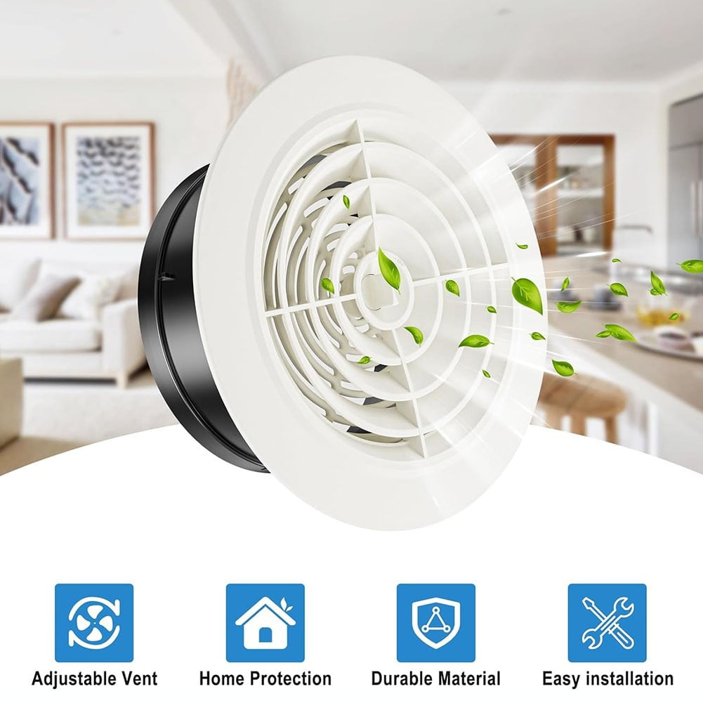 75-200Mm Round Adjustable Wall Interior Vent Abs Ventilation Grille ...