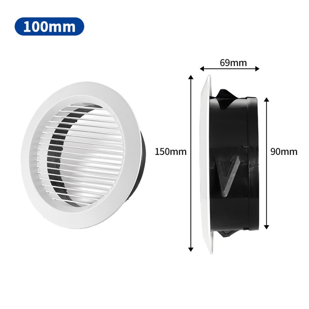 75-200mm Round Adjustable Wall Interior Vent ABS Ventilation Grille ...