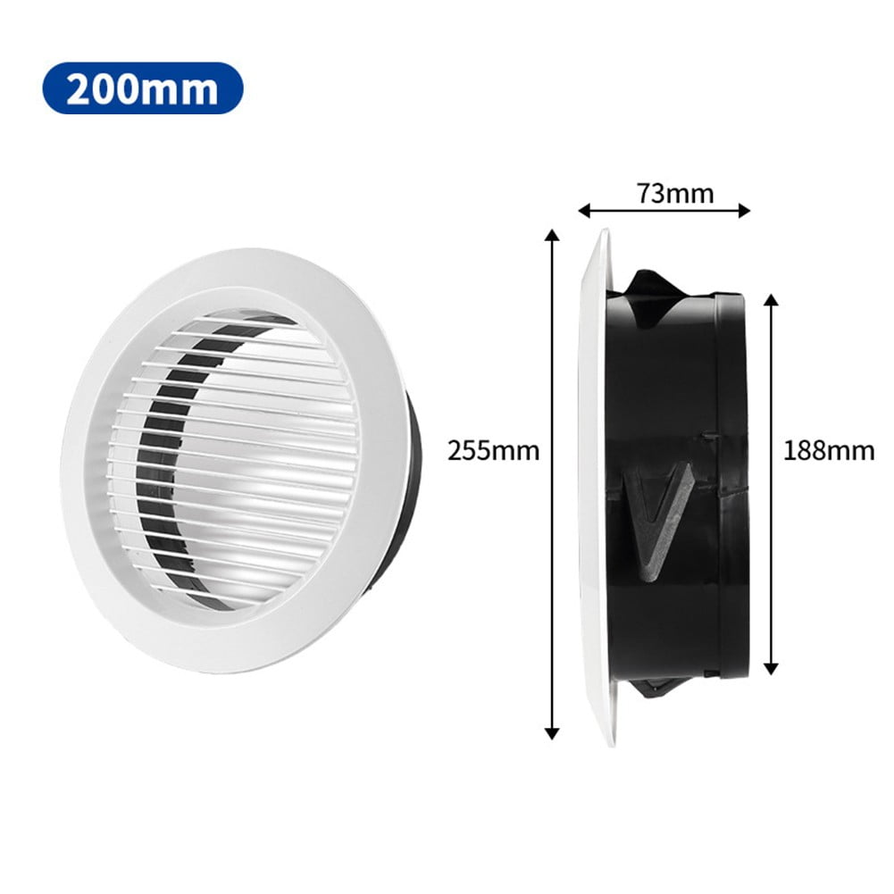 75-200mm Round Adjustable Wall Interior Vent ABS Ventilation Grille ...