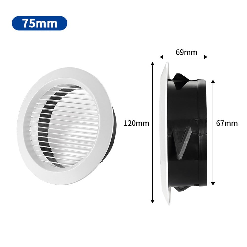 75-200mm Round Adjustable Wall Interior Vent ABS Ventilation Grille ...