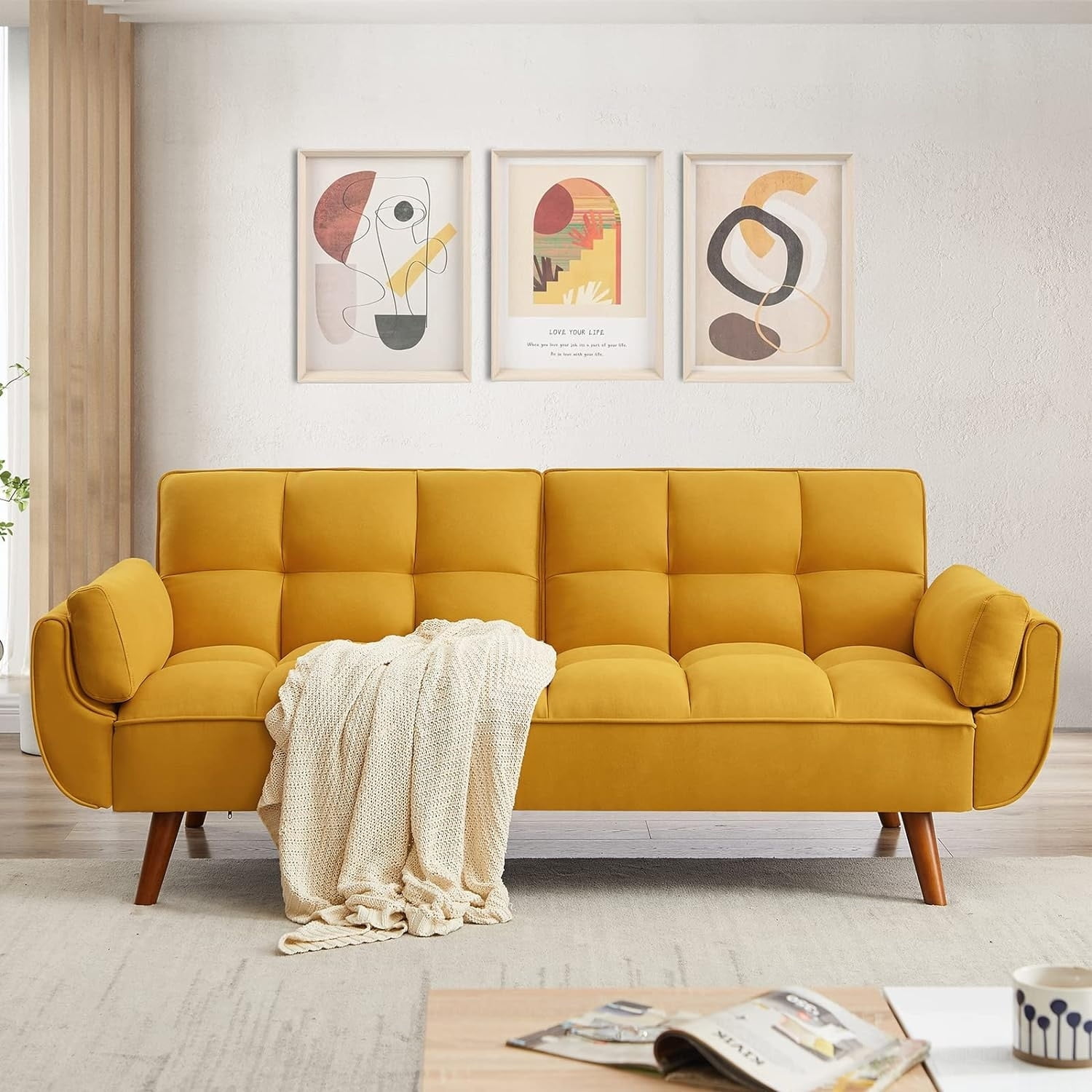 75.39 INCH Futon Sofa Bed, Convertible Folding Futon Couch Recliner ...