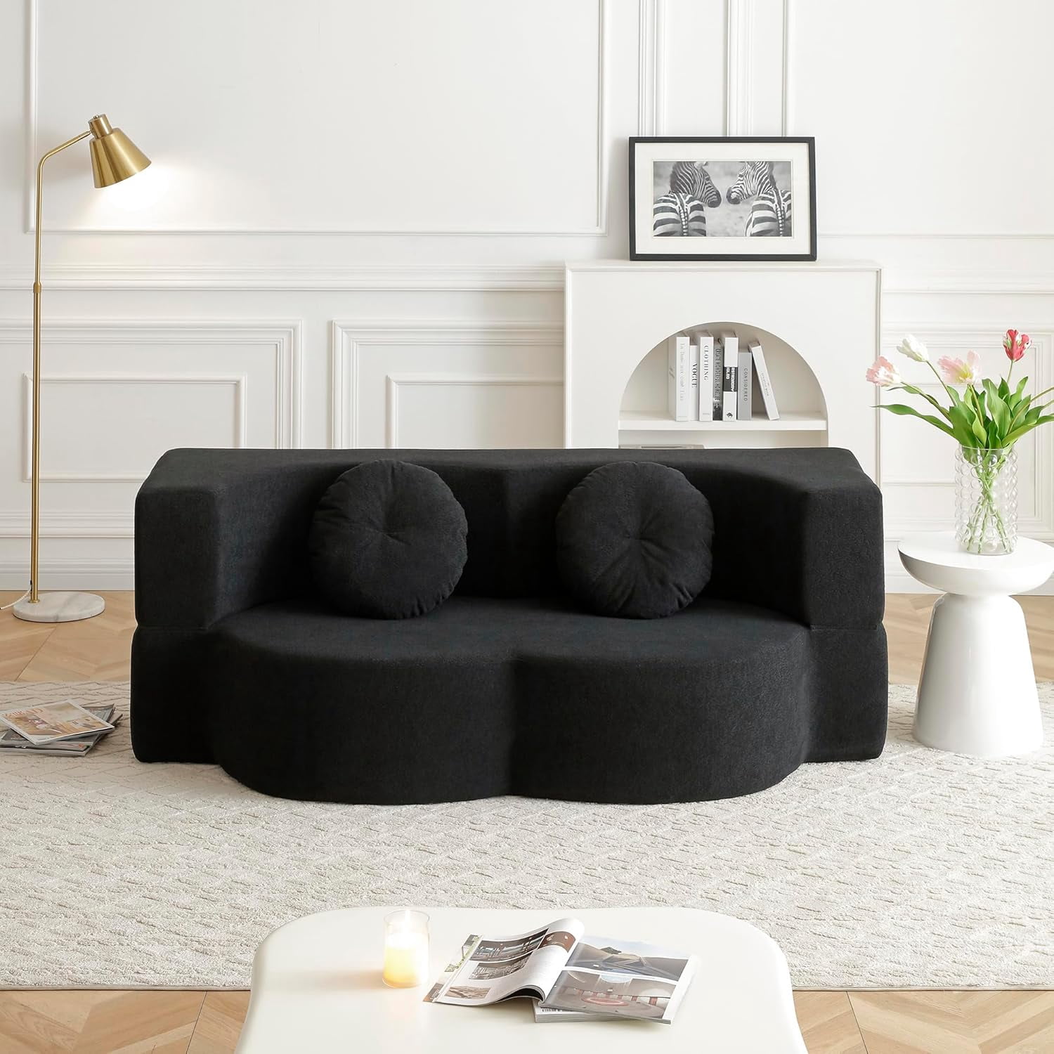 75.5" Foldable Convertible Sleeper Sofa Couch Bed , High-density Sponge ...
