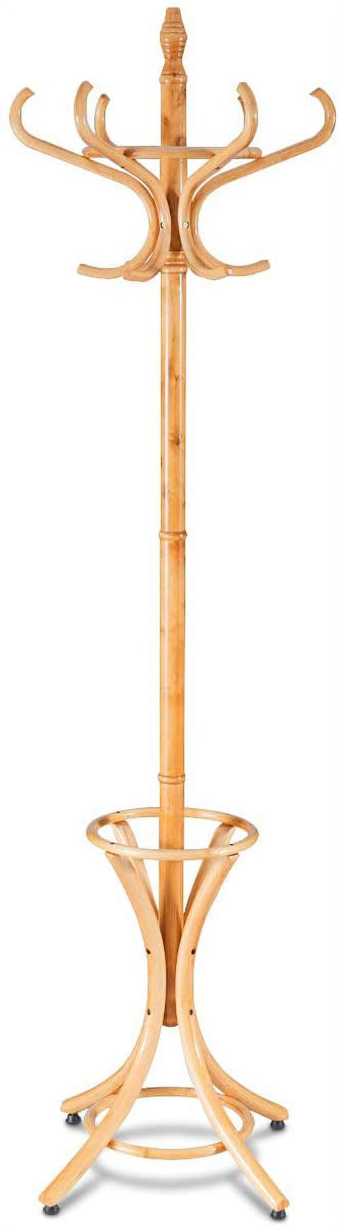 75.5" Standing Coat Rack, Wood Coat Tree with 12 Hooks, Home Hat Jacket ...