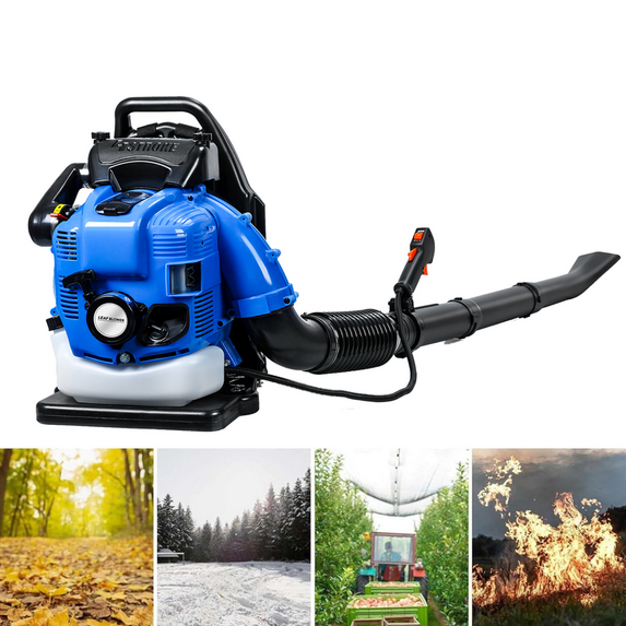 75.6CC Backpack Gas Leaf Blower, 2 Cycle Gas Powered Backpack Blower with Fuel Tank, 900 CFM Air ...