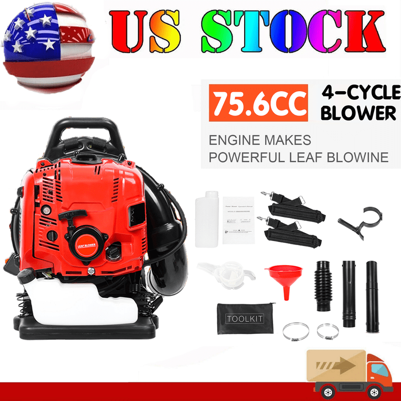 75.6CC Backpack Gas Leaf Blower, 4-Stroke Gas Powered Backpack Blower ...