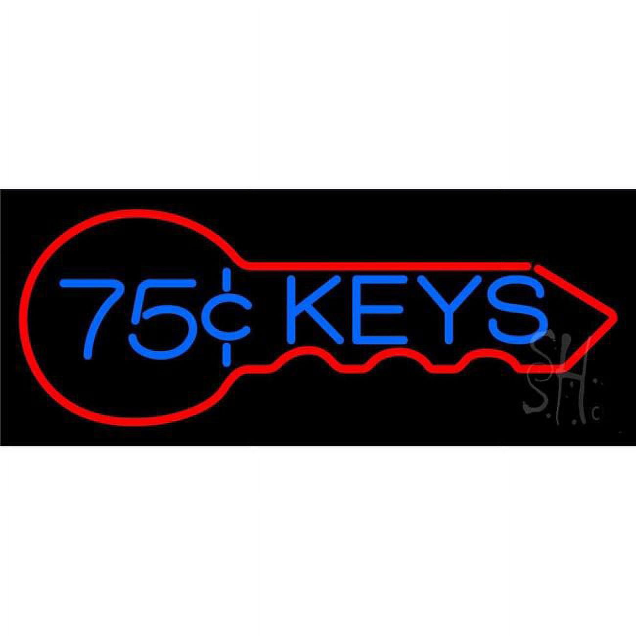 75 Cent Keys Logo 1 Clear Backing Neon Sign - Red & Blue - 13 in. Tall ...