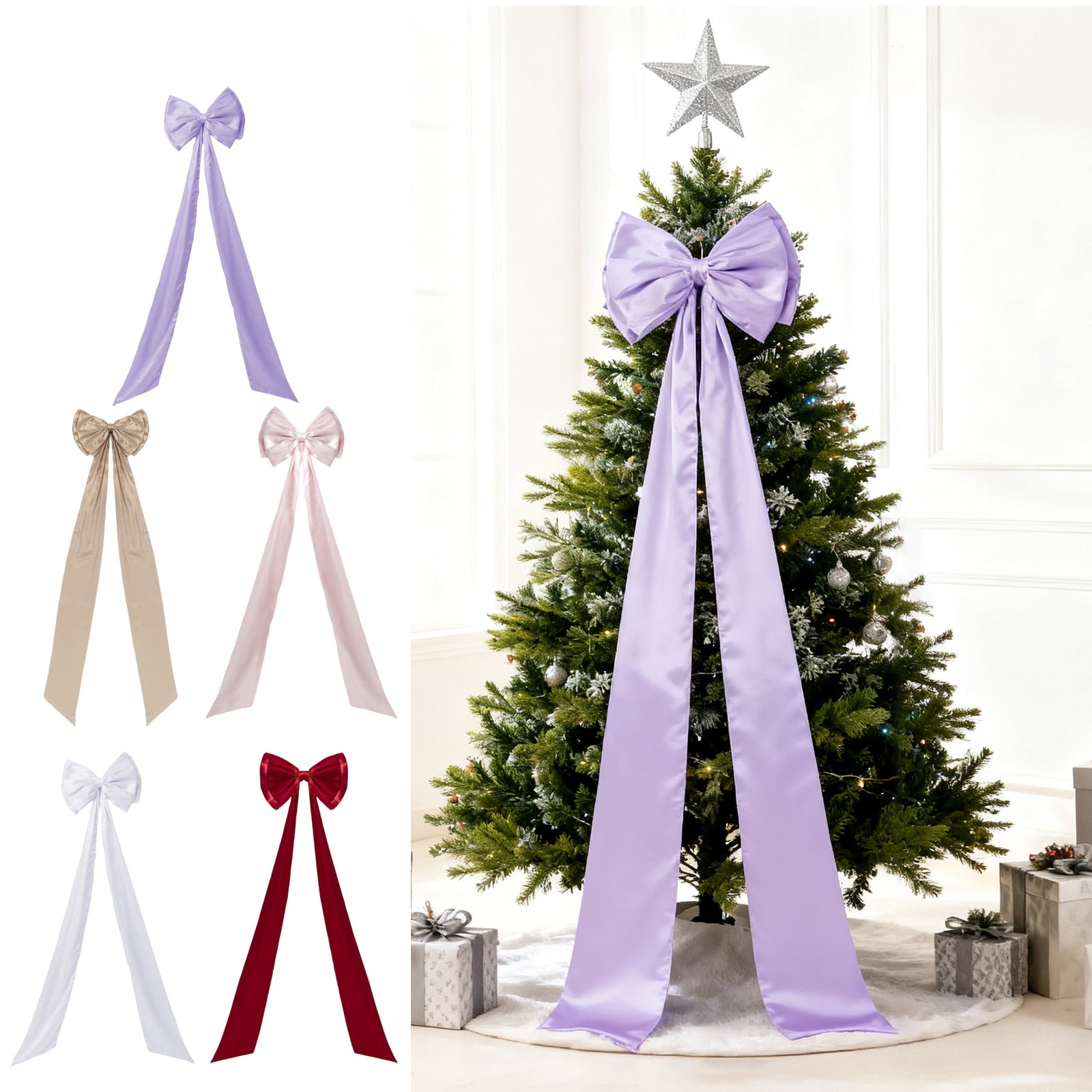 75" Christmas Tree Topper Decorations, Exquisite Bows Christmas Tree ...