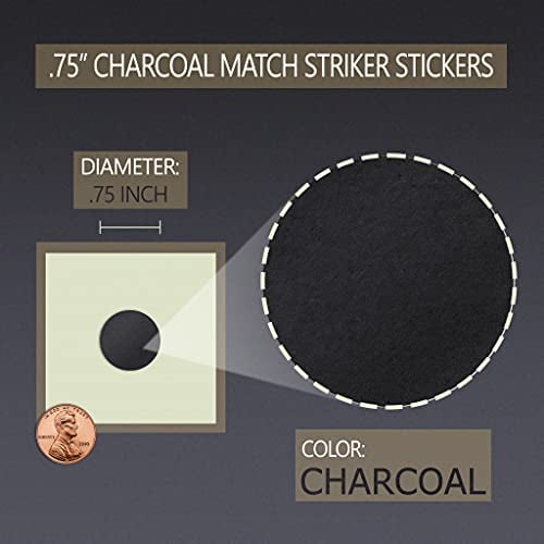 .75” Circle Match Striker Stickers – 100 Pieces | Charcoal Match Strike ...