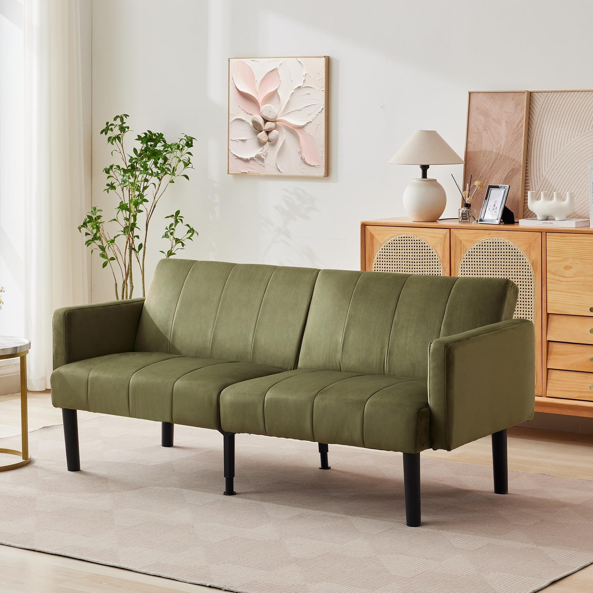 75" Convertible Futon Sofa Bed, Adjustable Folding Futon Couch, Small ...