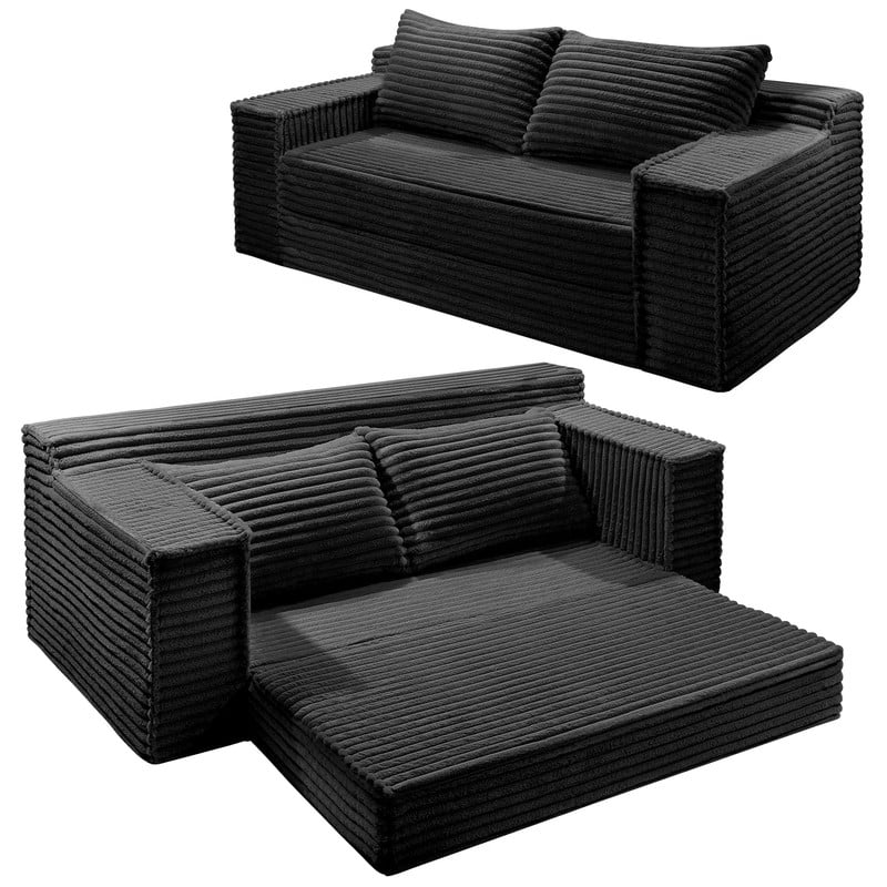 75" Convertible Sofa Bed, Boneless Sleeper Sofa with Pillows, 2 in 1 ...