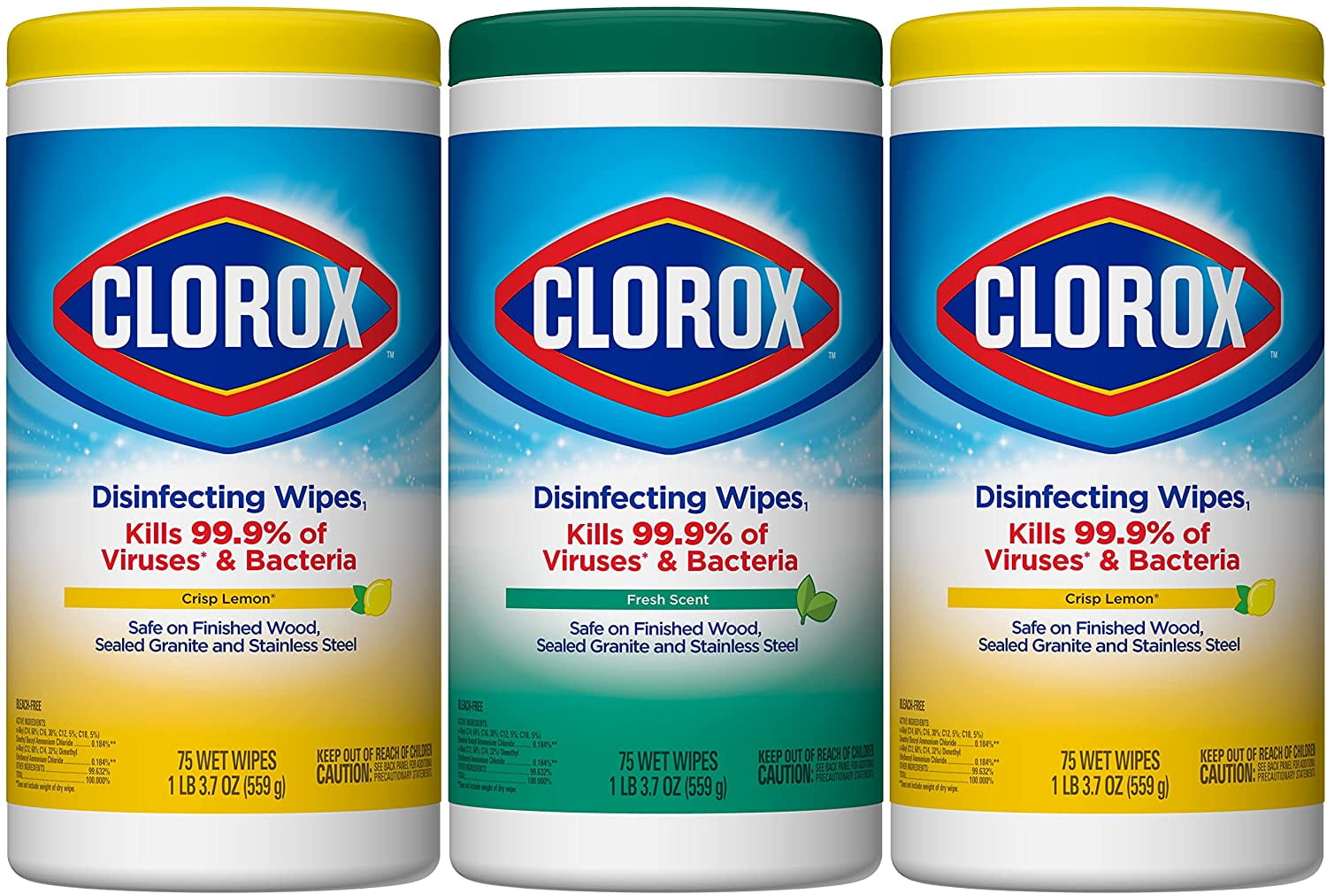 75-Count Crisp Lemon/Fresh Scent Disinfecting Wet Wipes (3-Pack ...