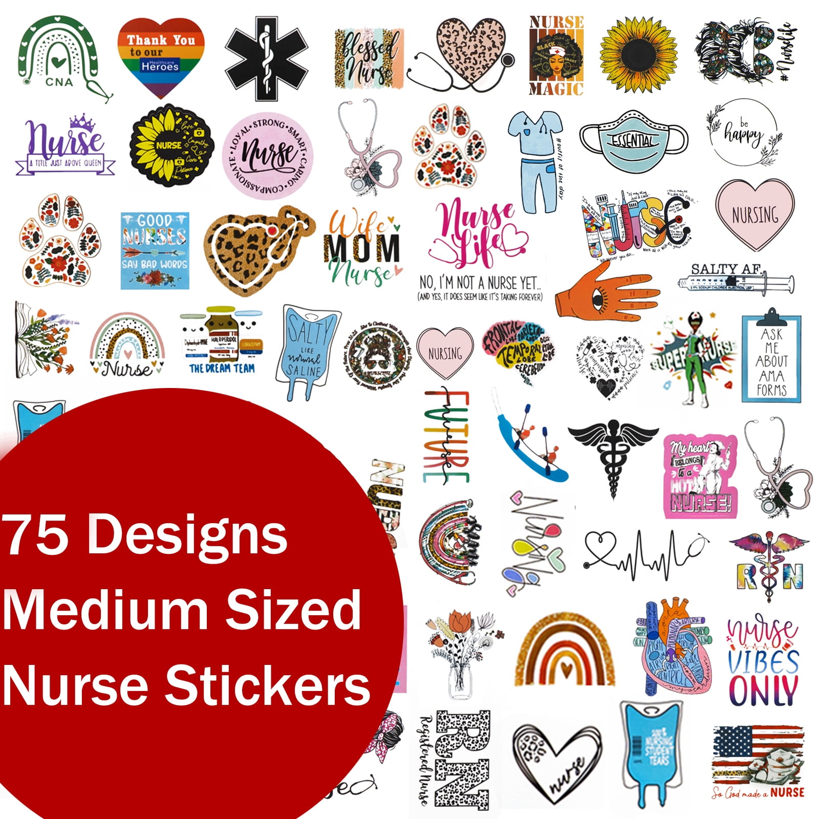 75 Designs Nurse Stickers for Water Bottles and Laptop, Nursing ...
