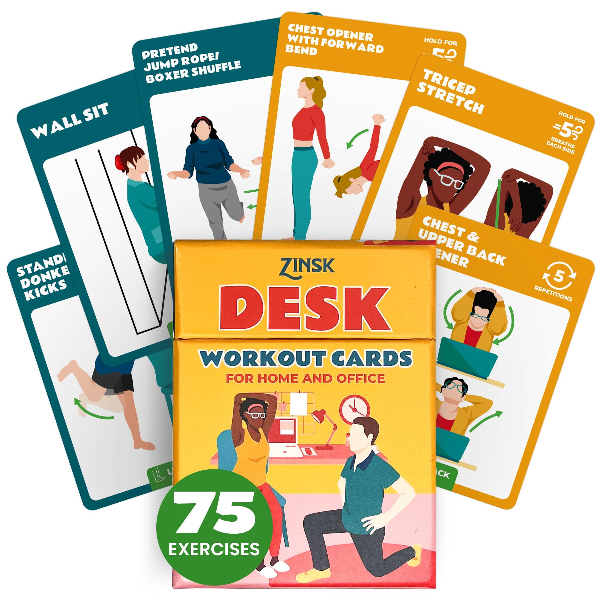 75 Desk Workout Cards - 25 Stretches 50 Bodyweight Exercises to Make ...