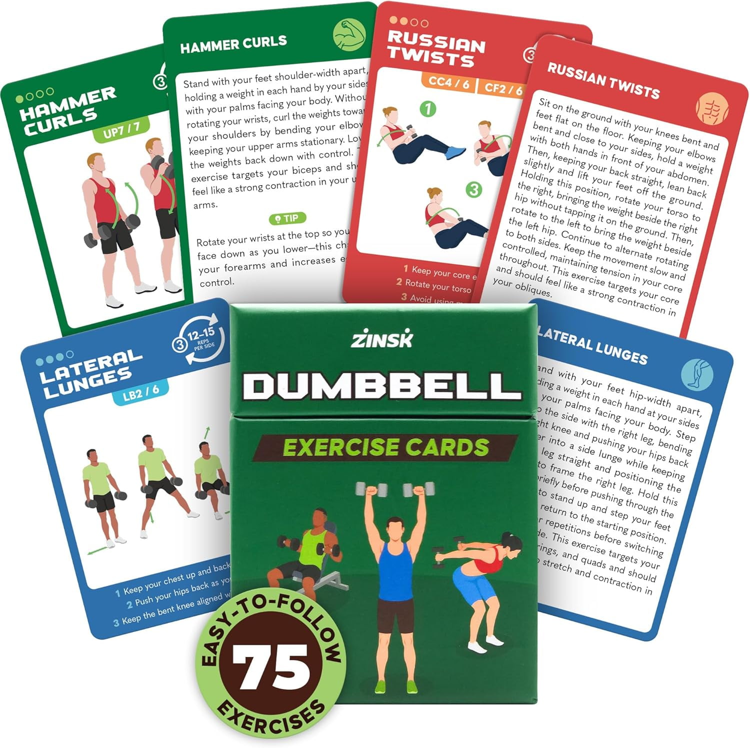75 Dumbbell Workout Cards – 3.5” x 2.5” Full Body Weight Training ...