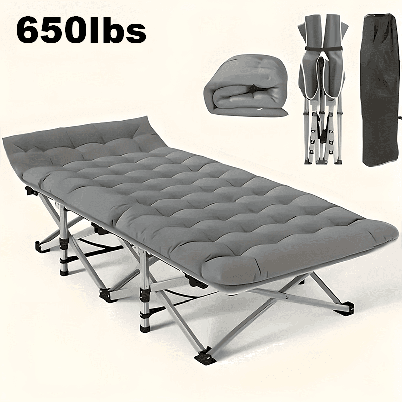 75" Extra Large Heavy Duty Folding Bed with Mattress, 750lb Capacity ...