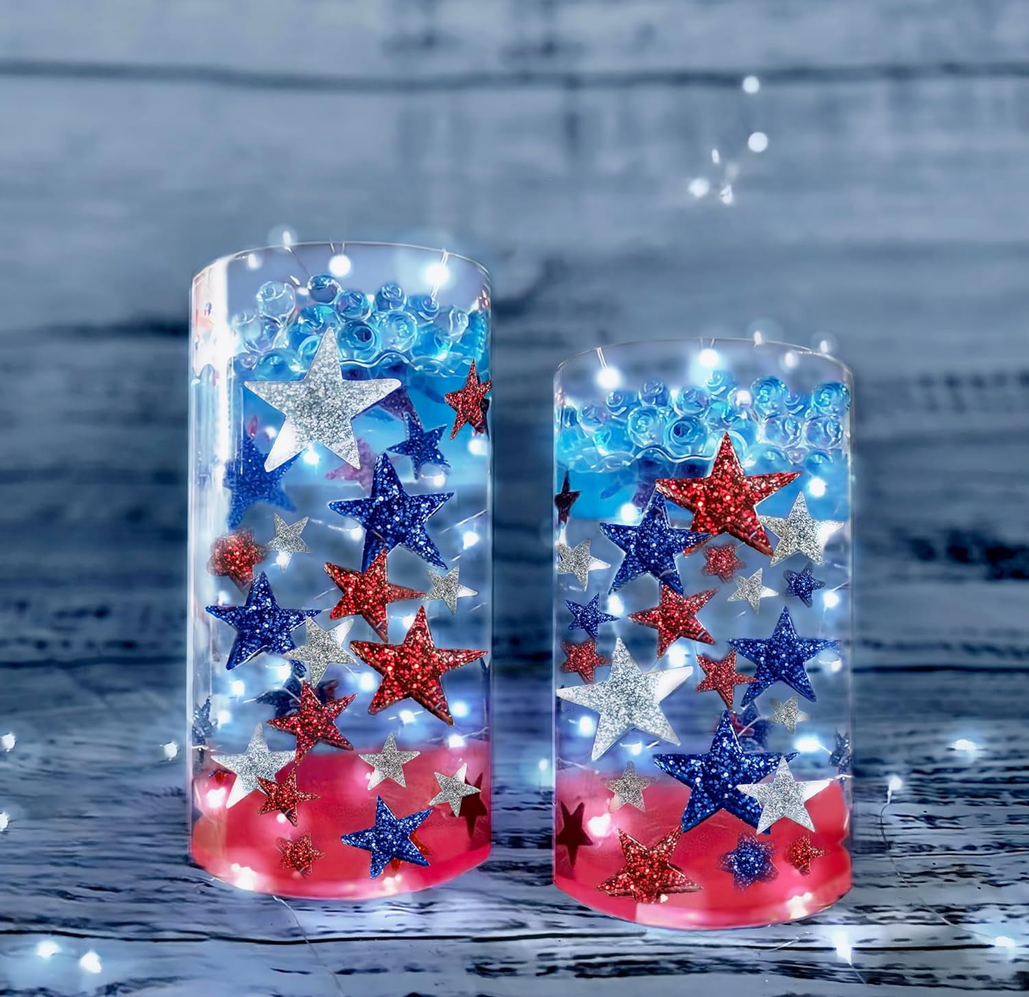 75 Floating Sparkling Patriotic Stars, Floating Red & Blue Color ...