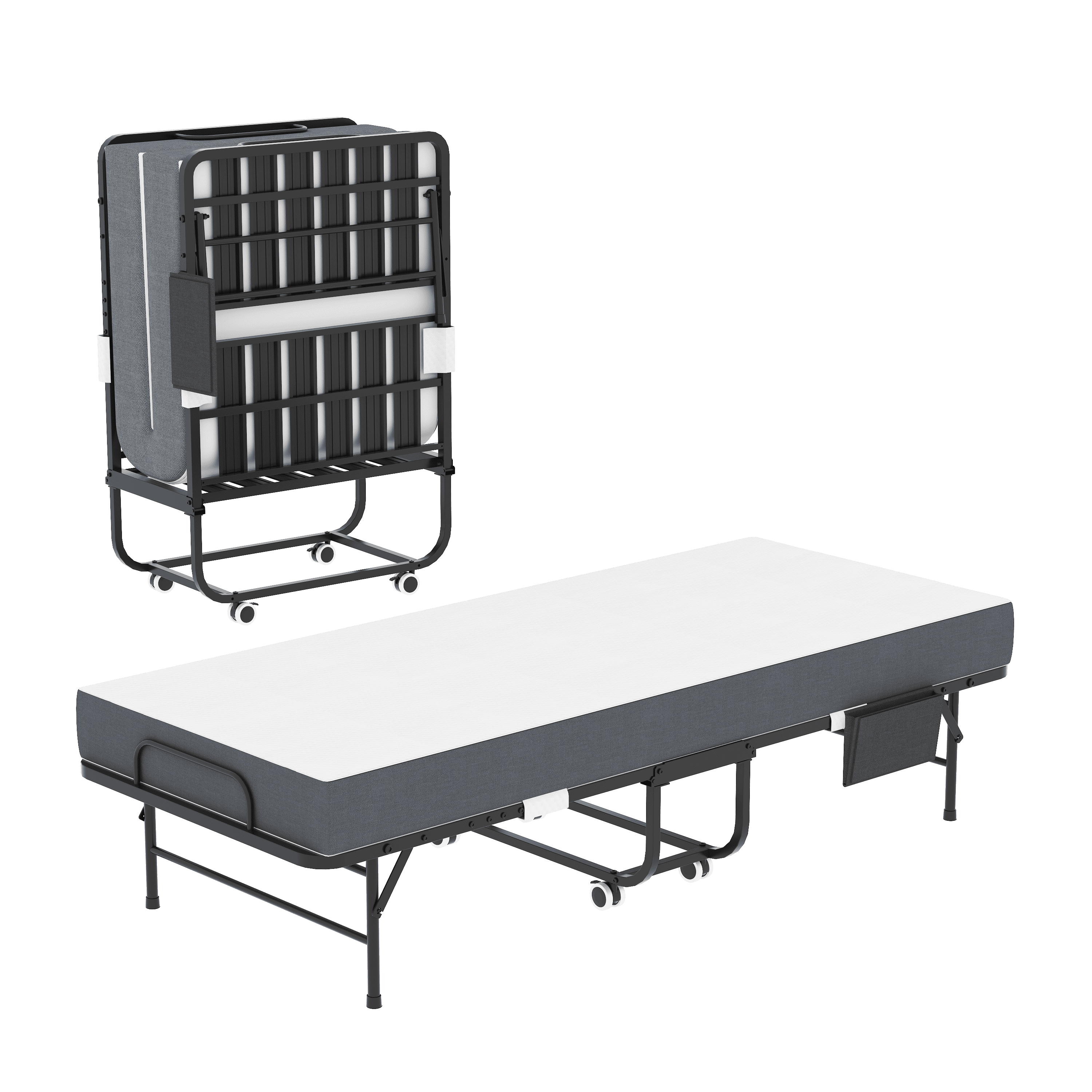 75 Inch Folding Bed with 5" Memory Foam Mattress, Space Saving Rollaway ...