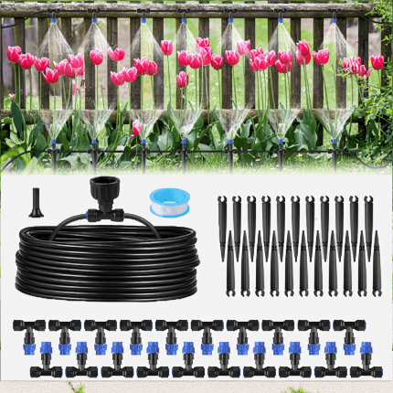 75 Ft Drip Irrigation Kit, Garden Watering System with 20 Adjustable ...