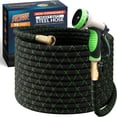 75 Ft Stainless Steel Garden Hose with Durable Fabric Cover and 10-Way ...
