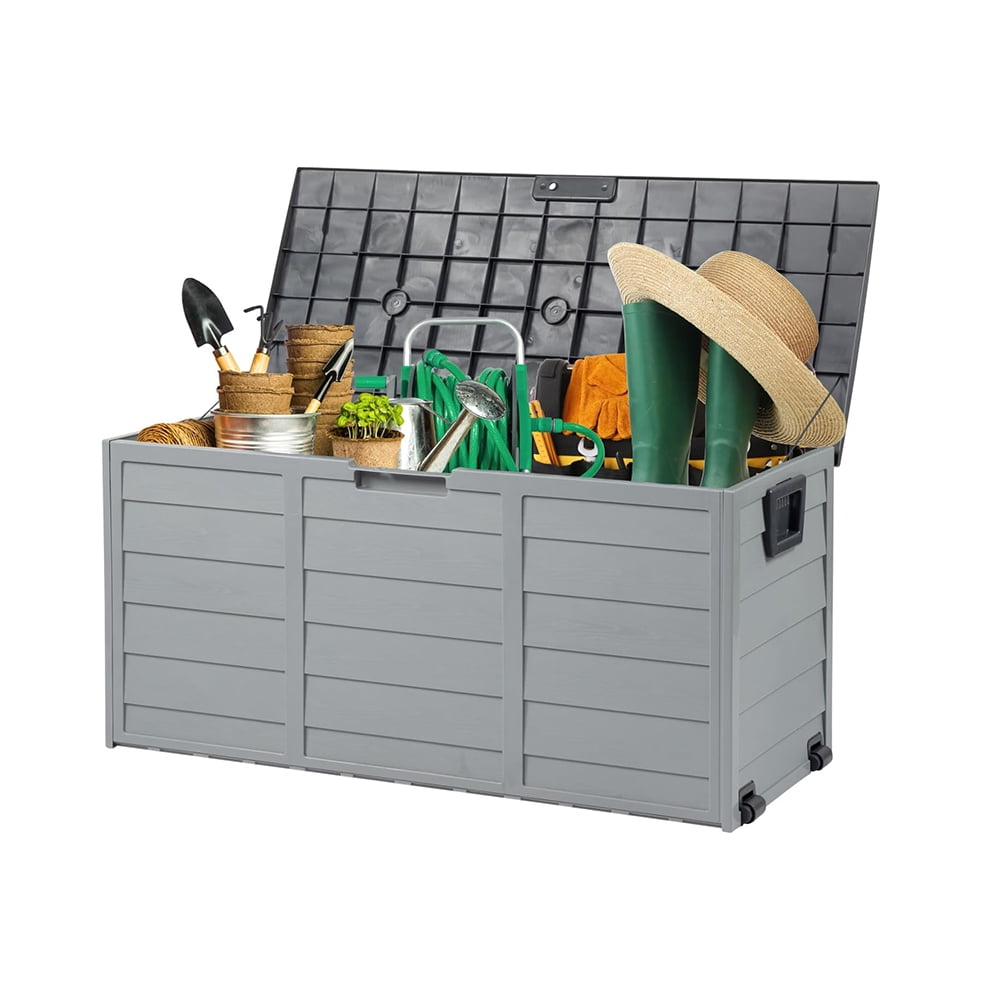 75 Gallon Outdoor Storage Box, Lockable Plastic Storage Containers with ...