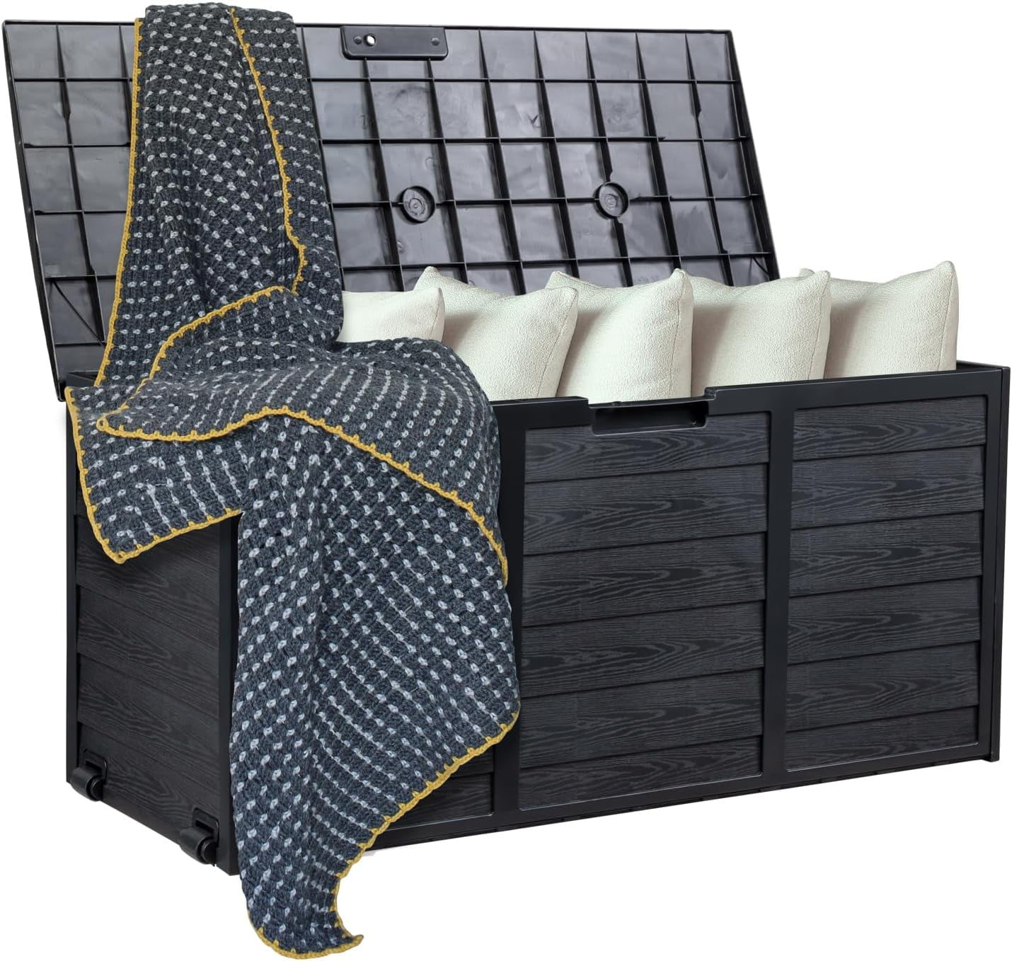 75 Gallon Outdoor Storage Box, Lockable Plastic Storage Containers with ...