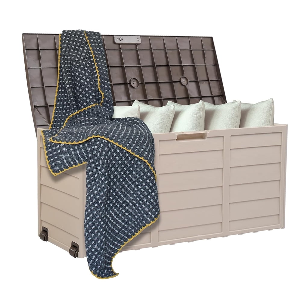 75 Gallon Outdoor Storage Box, Patio Deck Box, Plastic Storage ...