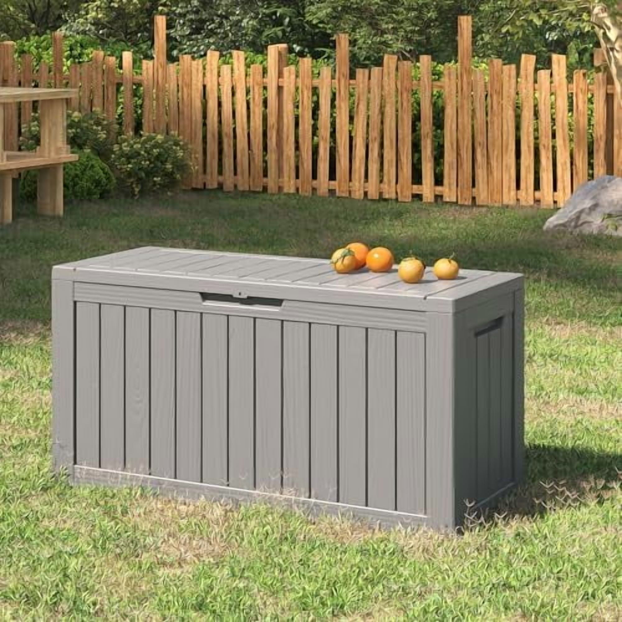 75 Gallon Outdoor Storage Box,Resin Large Sturdy Deck Box, Backyard ...