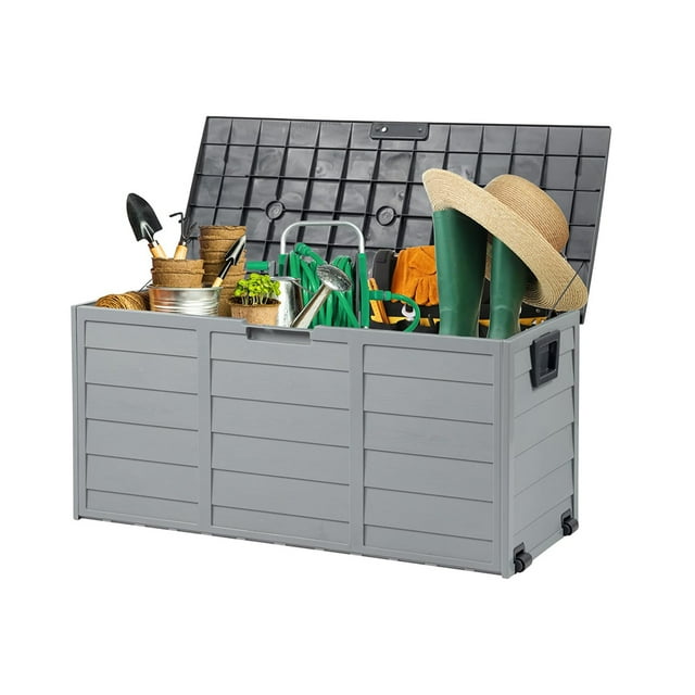 75 Gallon Outdoor Storage Box, Lockable Plastic Storage Containers with ...