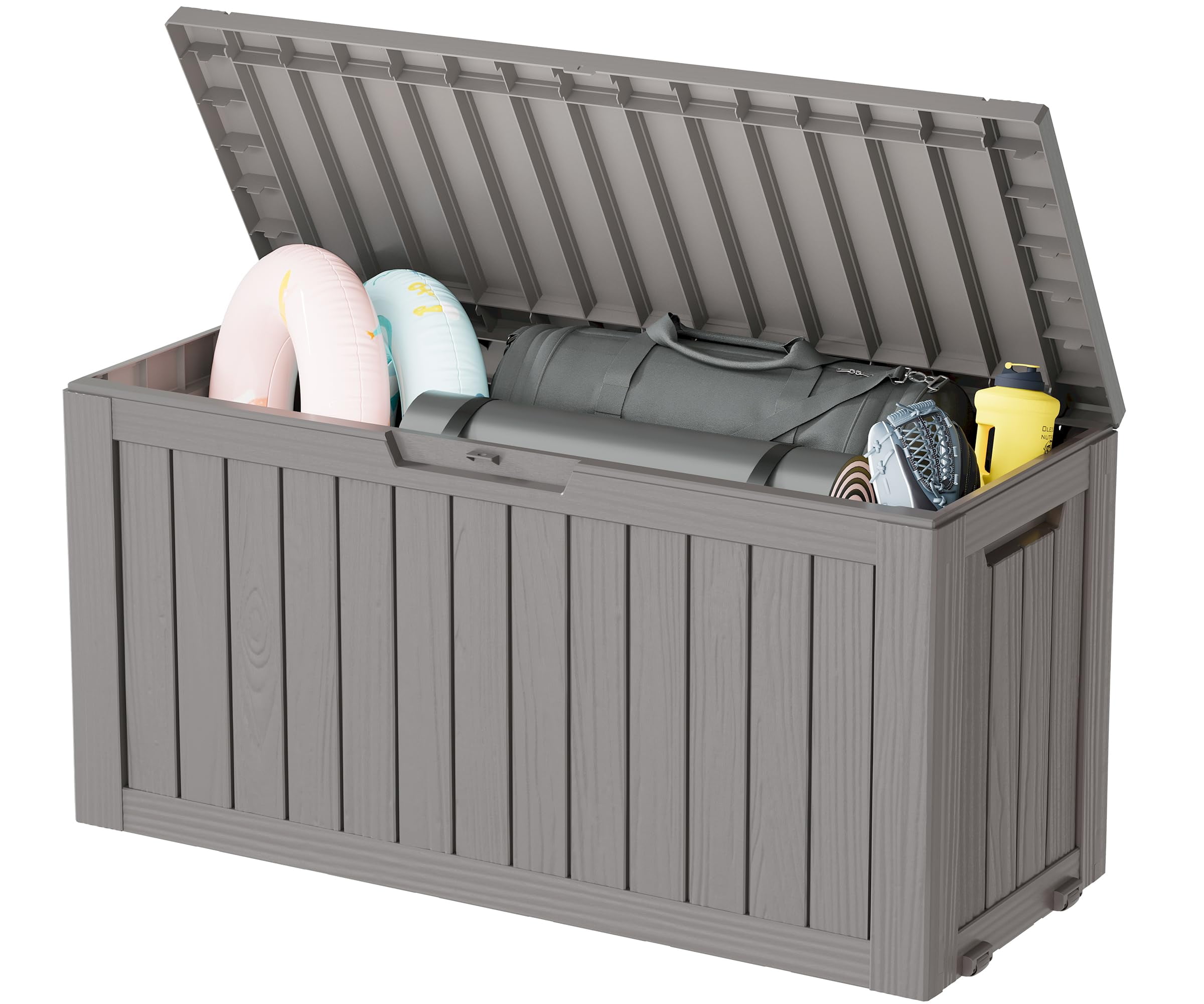 75 Gallon Outdoor Storage Box, Waterproof Resin Deck Box with Lockable ...