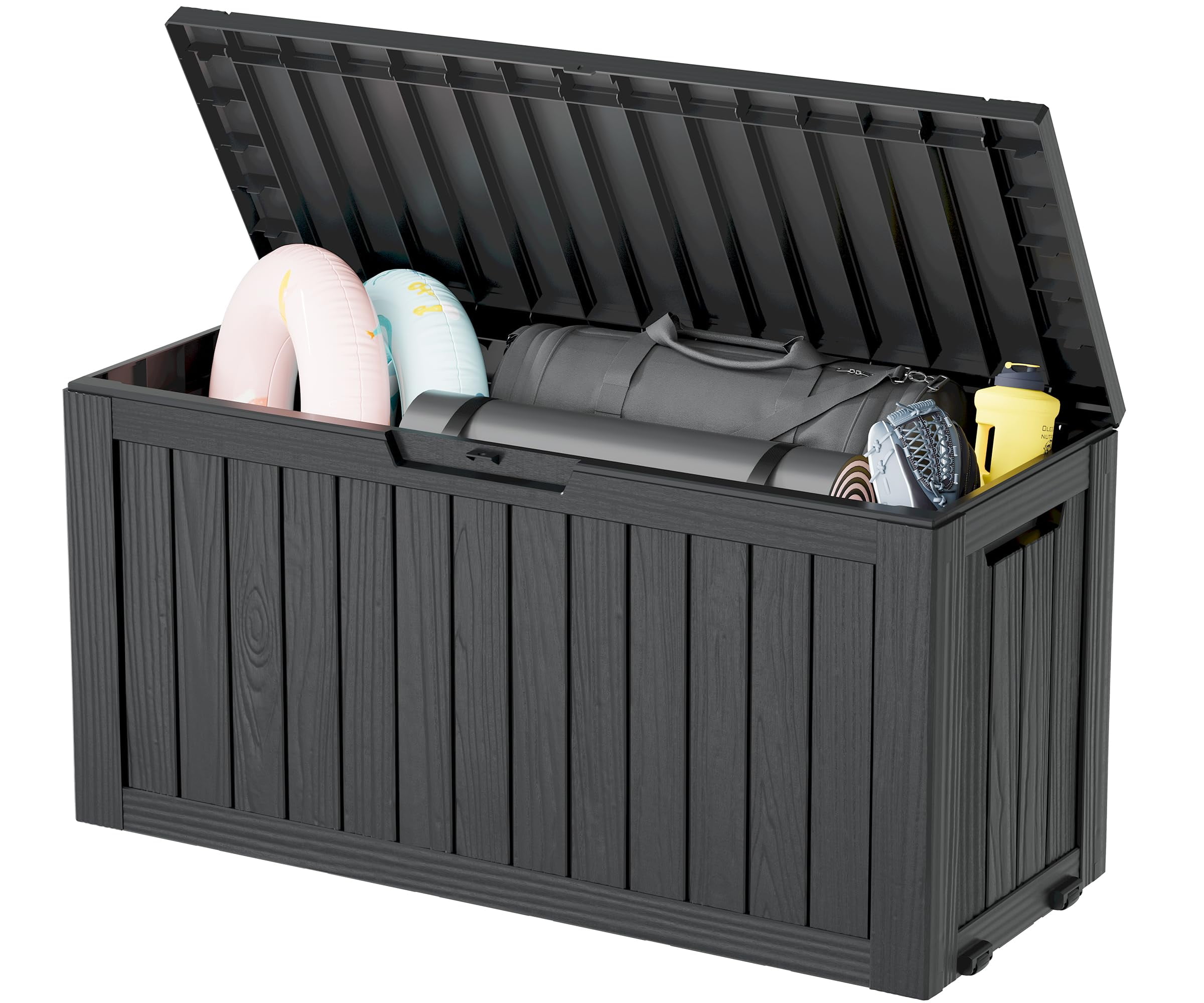 75 Gallon Outdoor Storage Box, Waterproof Resin Deck Box with Lockable ...