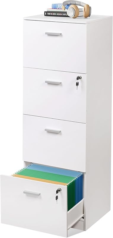 4 Drawer File Cabinet with Lock, Vertical Filing Cabinet for A4/Letter ...