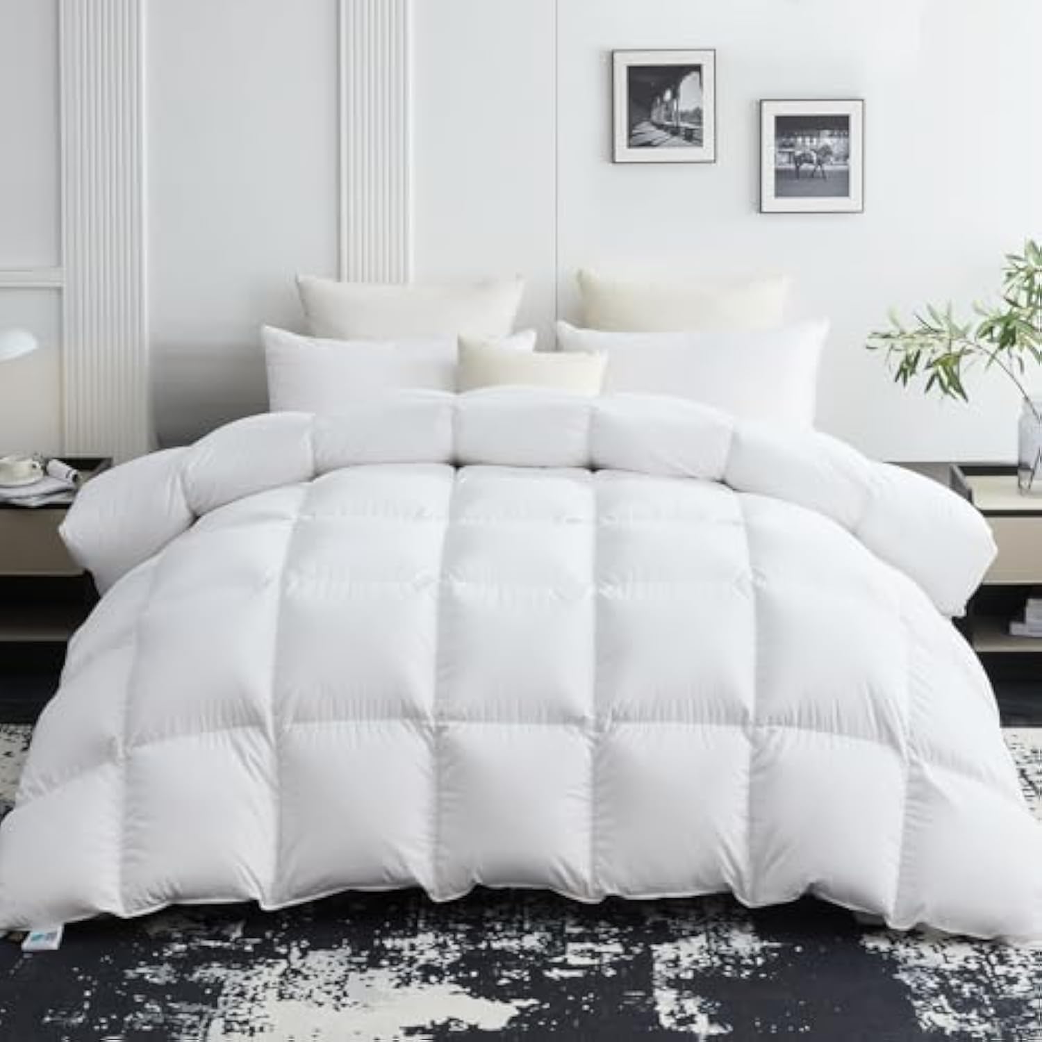 75% Goose Down Fiber Comforter King Size, 850+ Fill Power, 1200TC, All ...