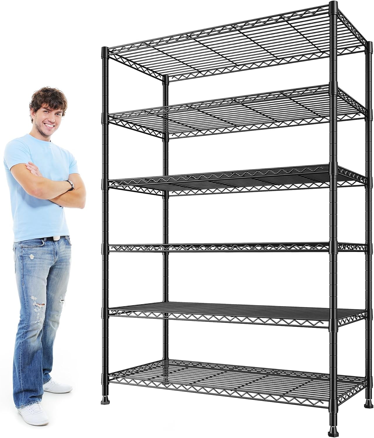 6 Tier Wire Shelving Unit 1200LBS Metal Shelves for Storage Rack ...