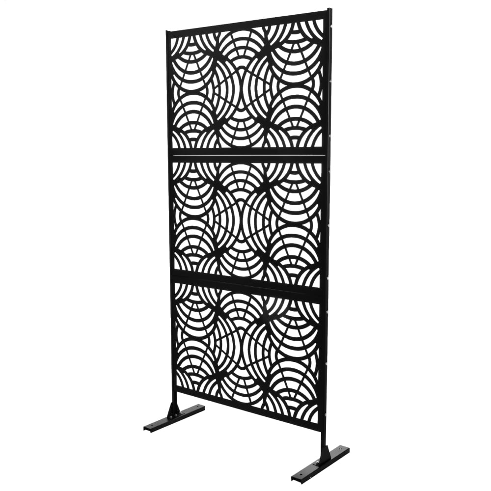 75" H x 35" W Metal Privacy Screen, Freestanding Outdoor Divider Panel ...
