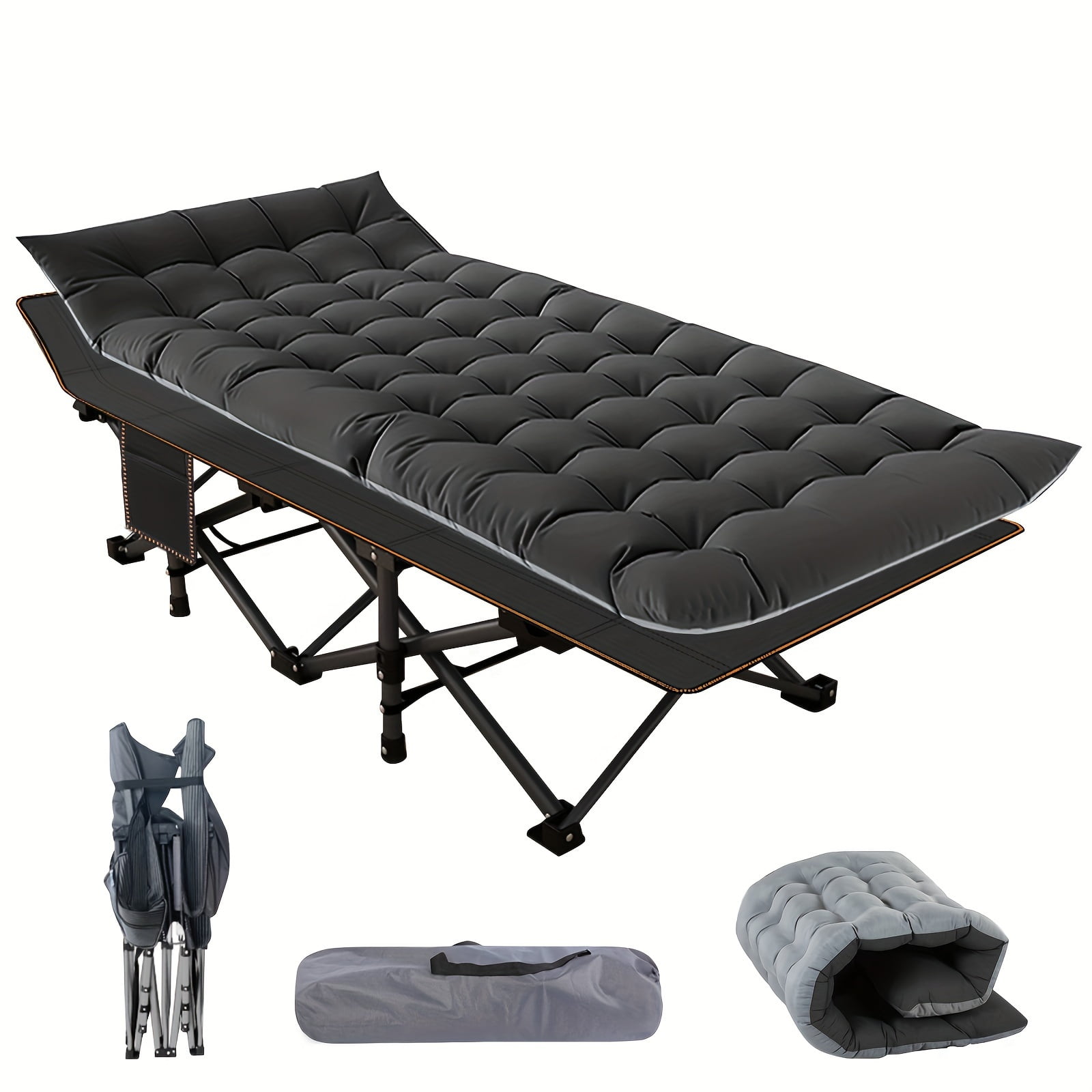 75" Heavy Duty Folding Camping Cot - Portable Guest Sleeping Bed ...