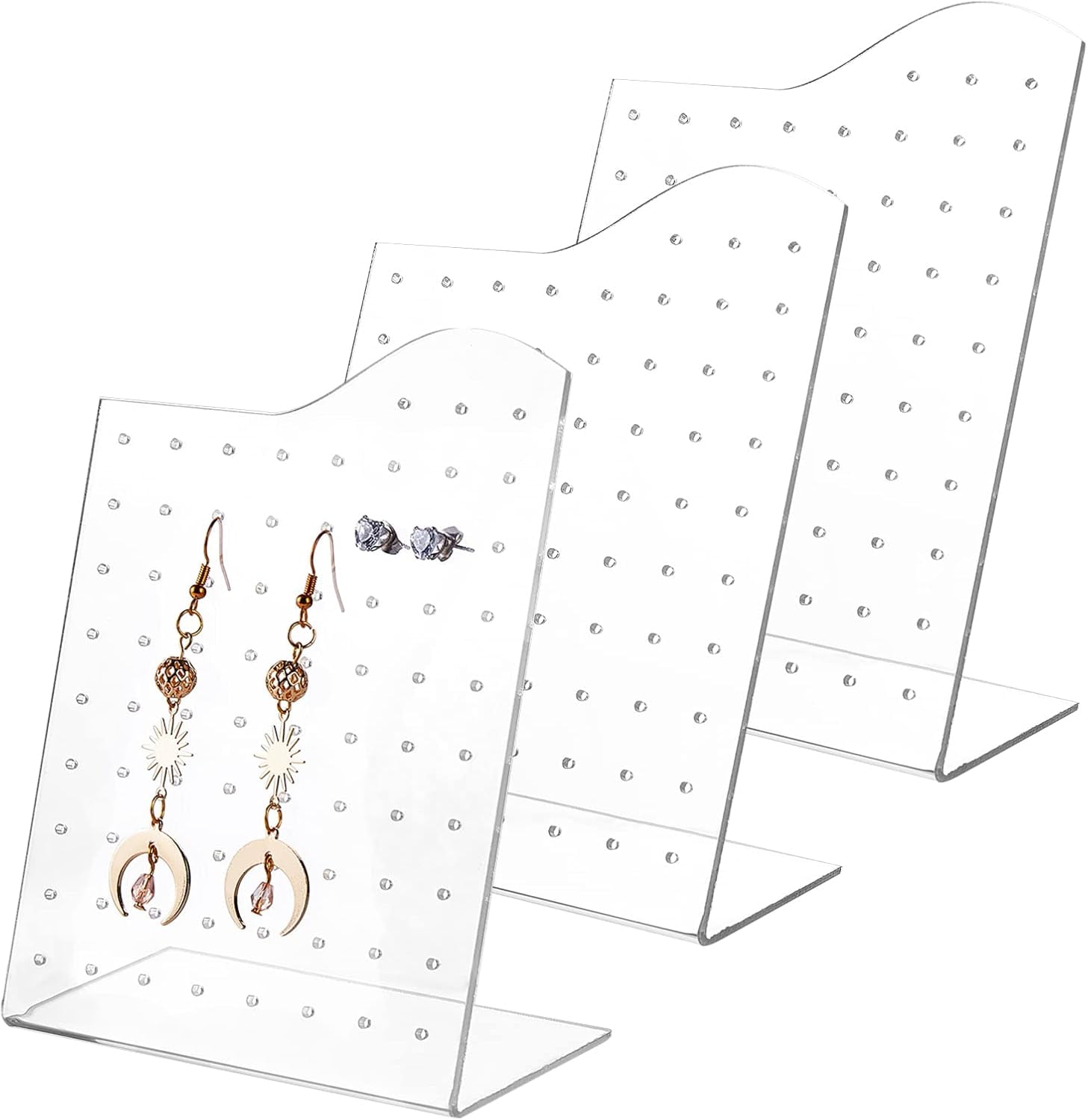 75 Holes Earring Holder Organizer 3 Packs Ear Stud Display Stands Rack ...