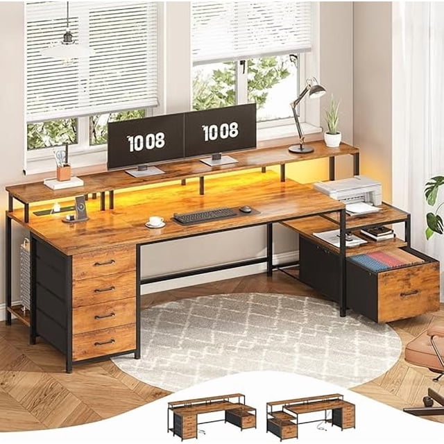 75" Computer Desk with Storage - Office workspace setups - Walmart ...