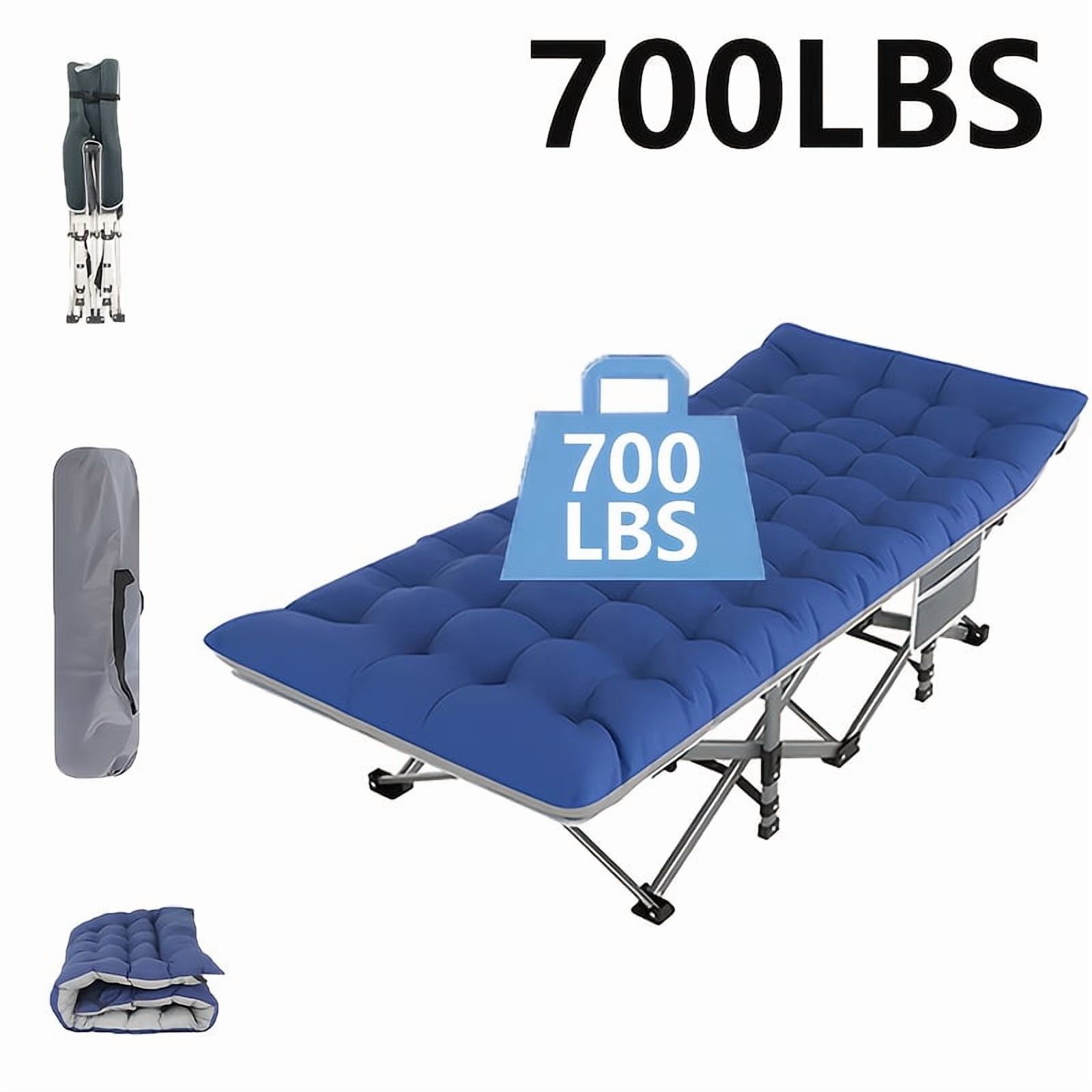 75 Inch Heavy Duty Folding Camping Bed with Carry Bag, Stainless Steel ...