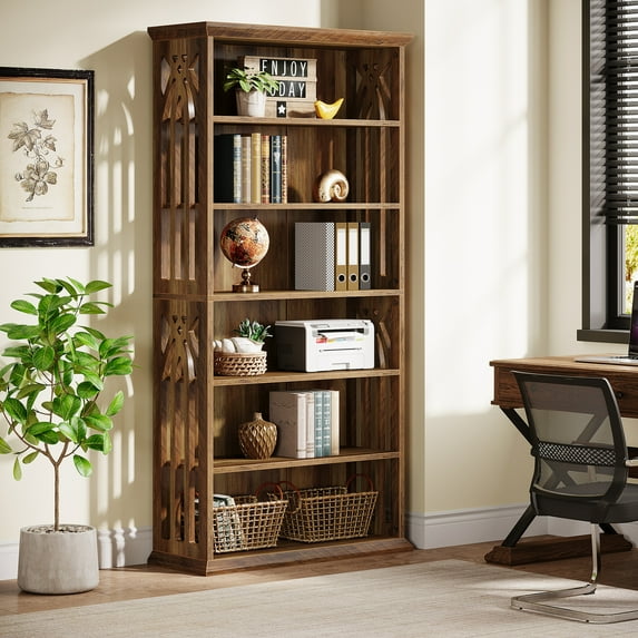 75-Inch Tall Bookshelf, 6-Tier Bookcase Freestanding Display Shelves ...