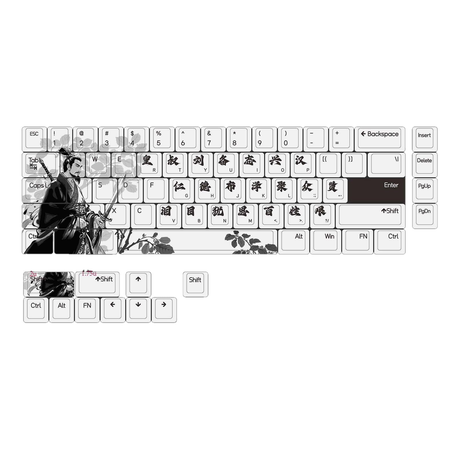 75 Key Keycap Set 5 Side Heat Sublimated Chinese Three Kingdoms ...