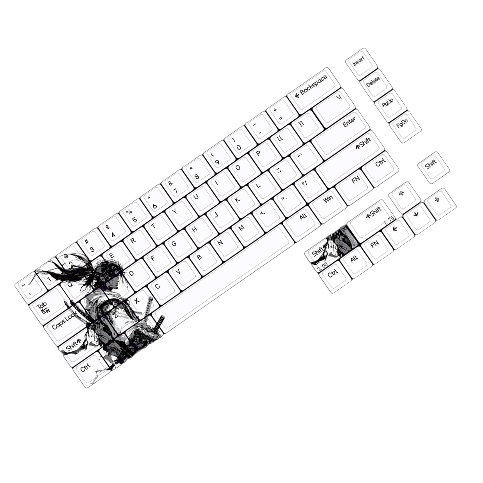 75-Key Keycap Set with Original Height Long Duribility 5Sides Dye ...