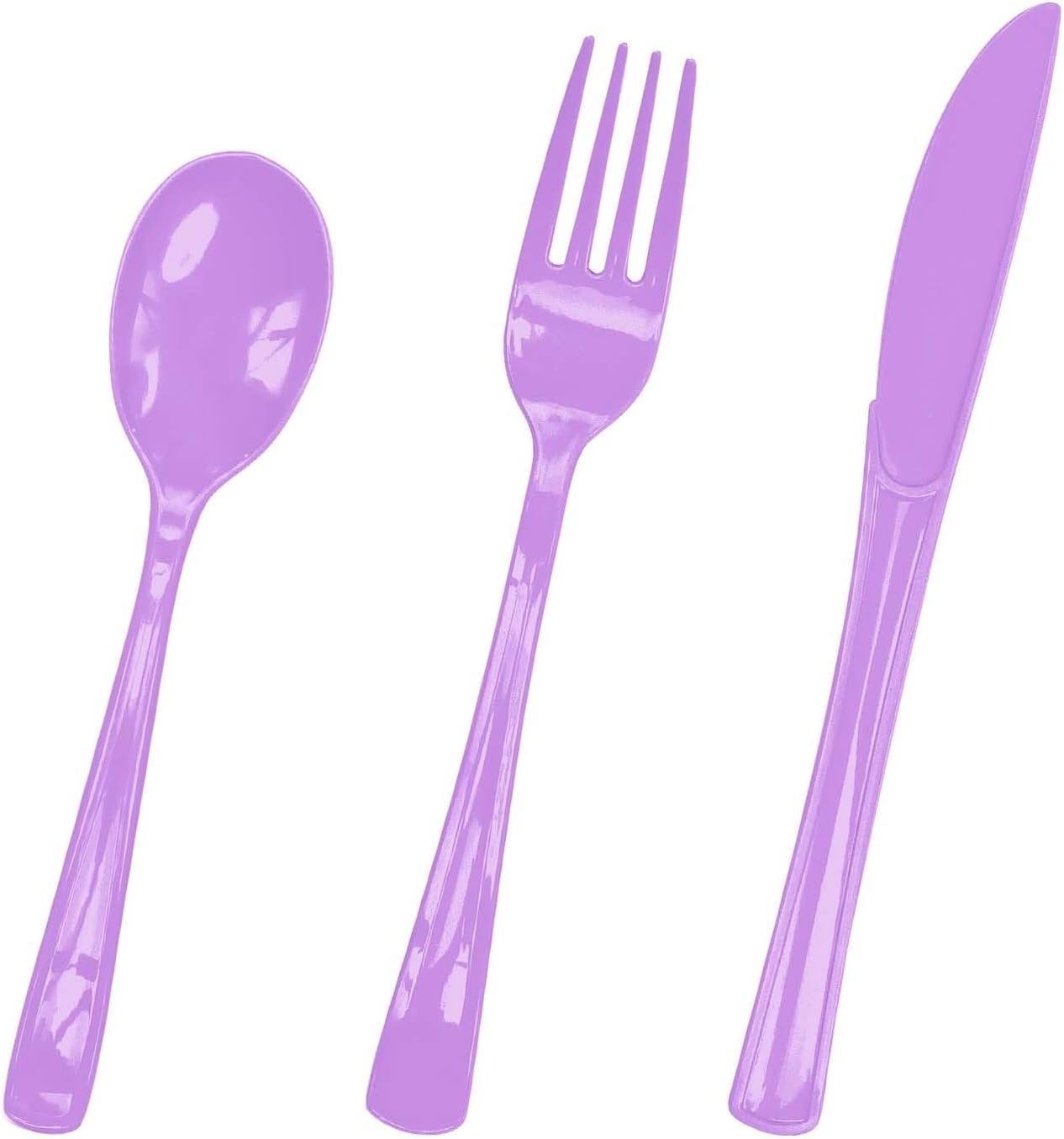 75 Light Purple Cutlery Lavender Forks and Spoons Disposable Silverware ...