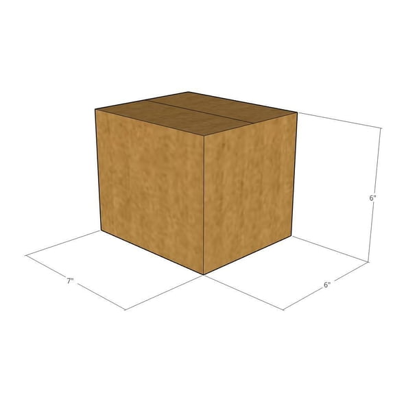 7x6x6 Kraft Brown Corrugated Shipping Boxes, 32 ECT Single-Wall, Qty 75 ...