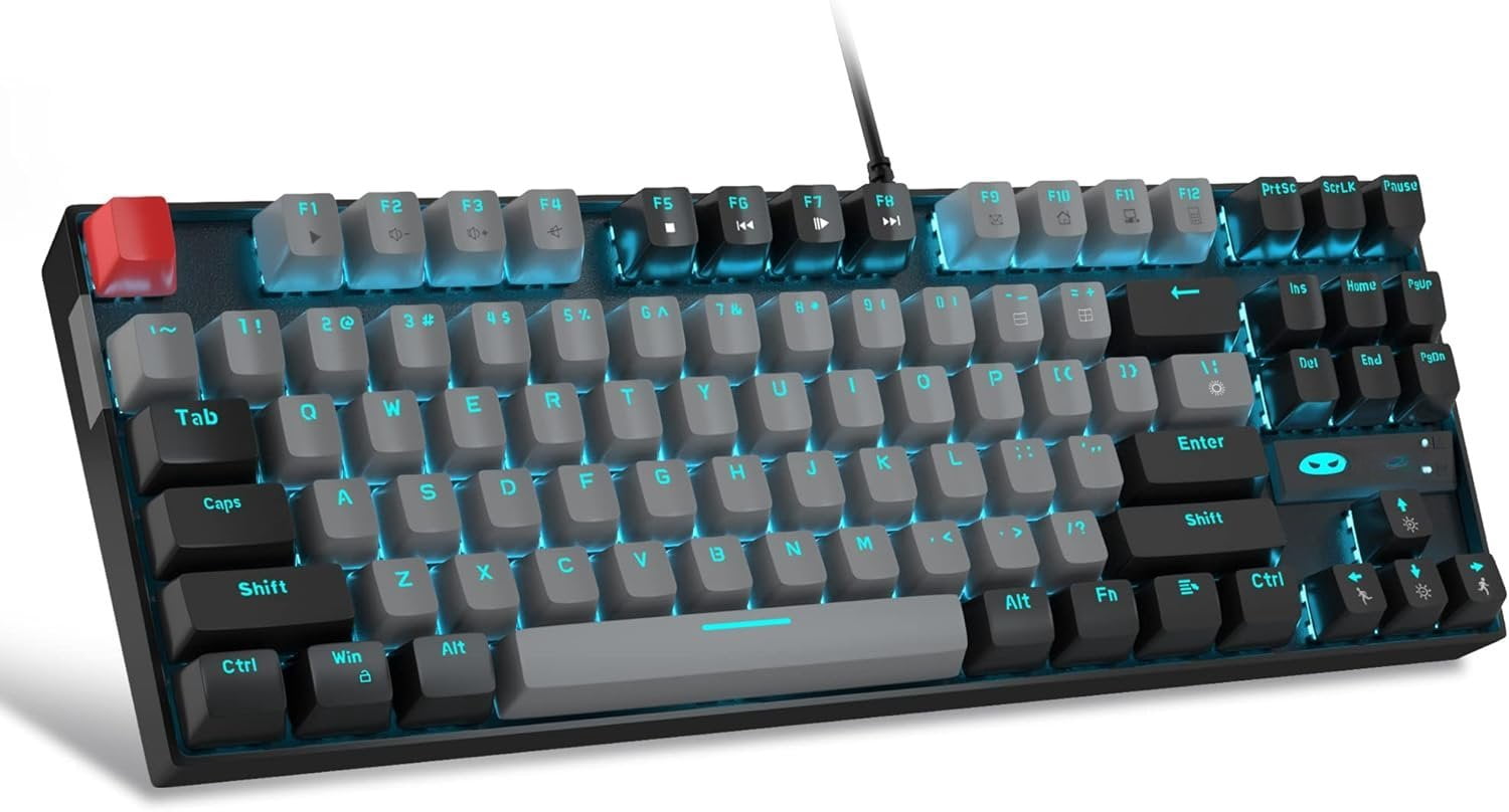 75% Mechanical Gaming Keyboard, Blue , LED Backlit, 87 Compact TKL ...