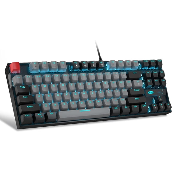 75% Mechanical Gaming Keyboard, Blue , LED Backlit, 87 Compact TKL ...