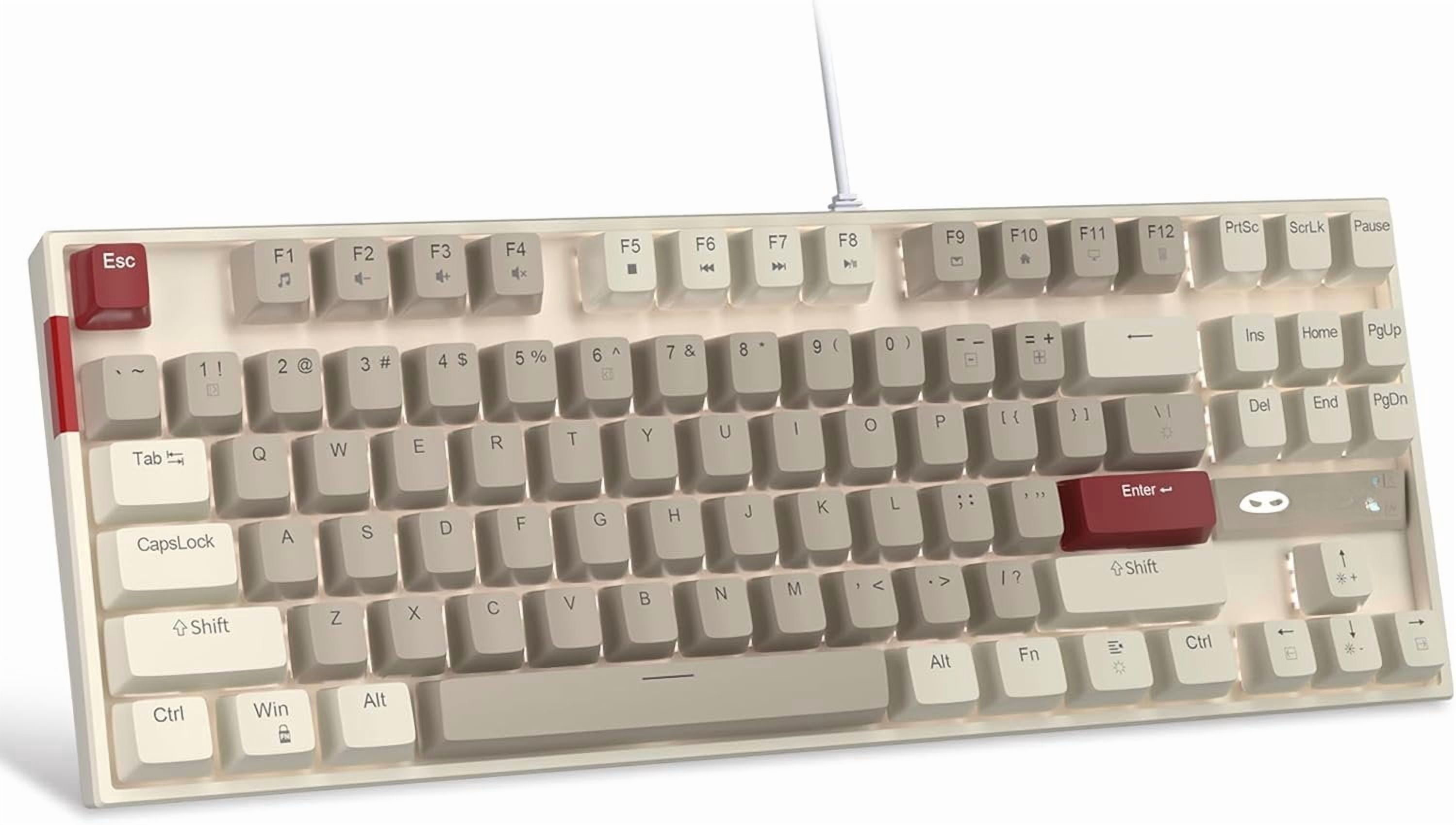 75% Mechanical Gaming Keyboard, Brown , LED White Backlit, 87 Compact ...