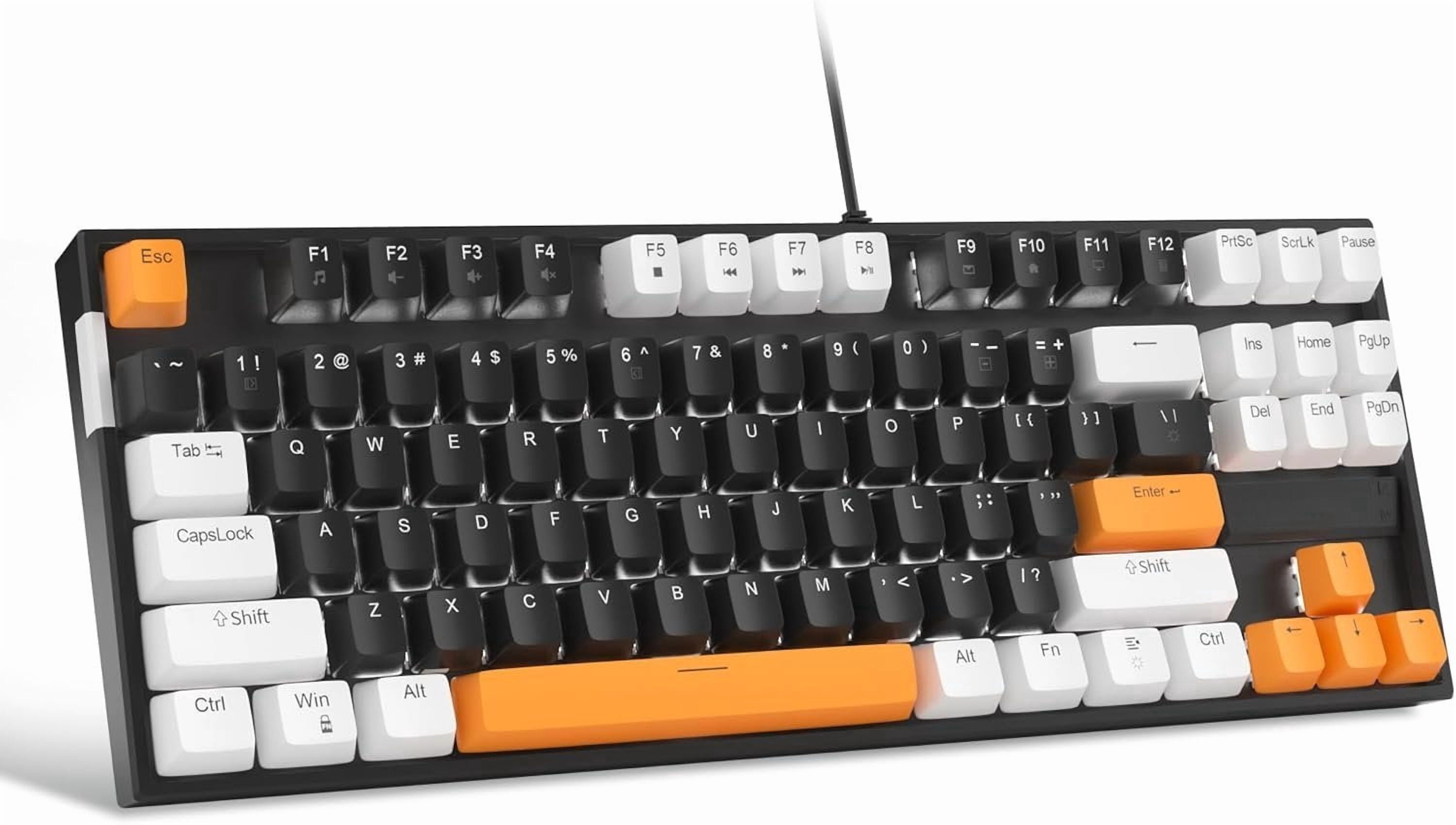 75% Mechanical Gaming Keyboard, Brown , White Backlit, 87 Compact TKL ...